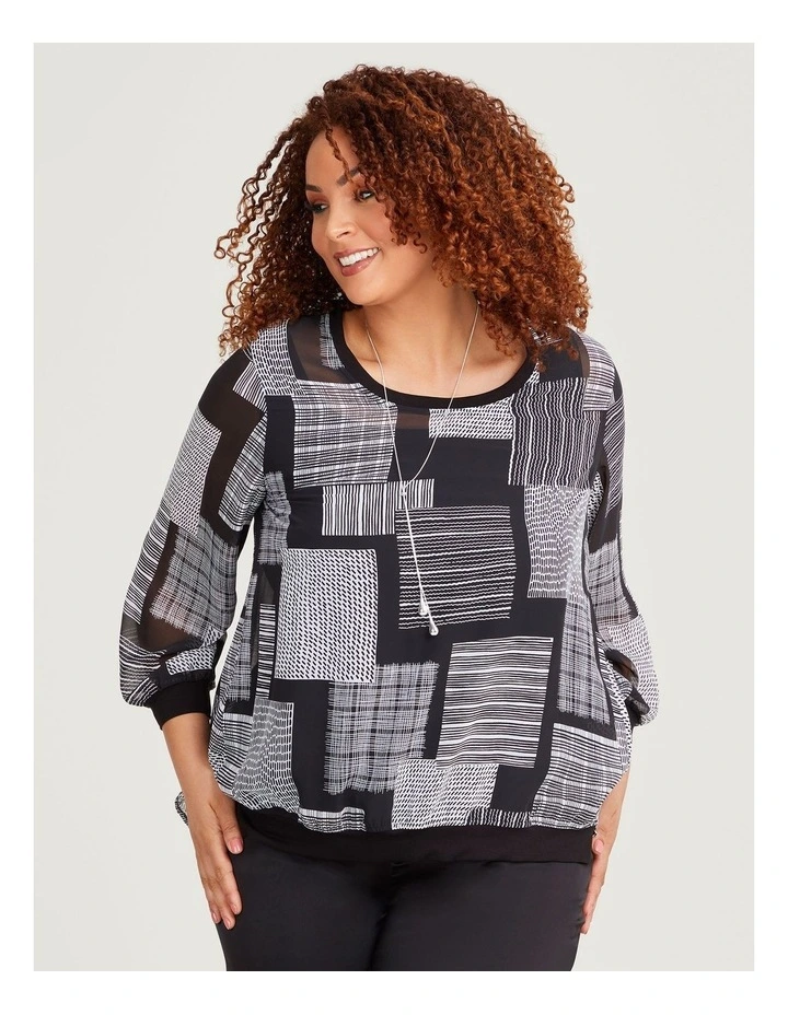 Taking Shape Chiffon Check Mate Top in Print | MYER