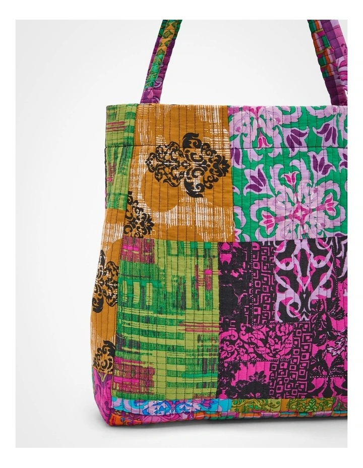 Taking Shape Reversible Quilt Tote Bag in Multi | MYER