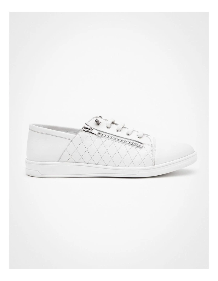 Taking Shape Leather Side Zip Sneaker In White | MYER