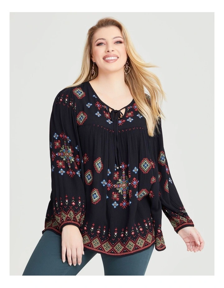 Taking Shape Natural Boho Print Top in Print | MYER