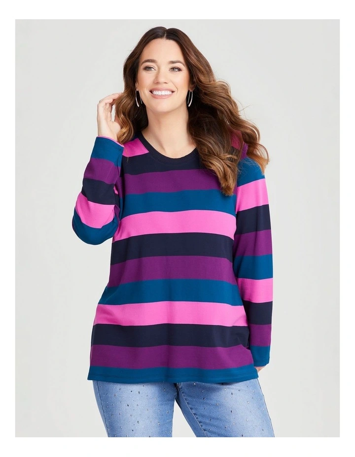 Taking Shape Bamboo Ponte Multi Top in Stripe | MYER