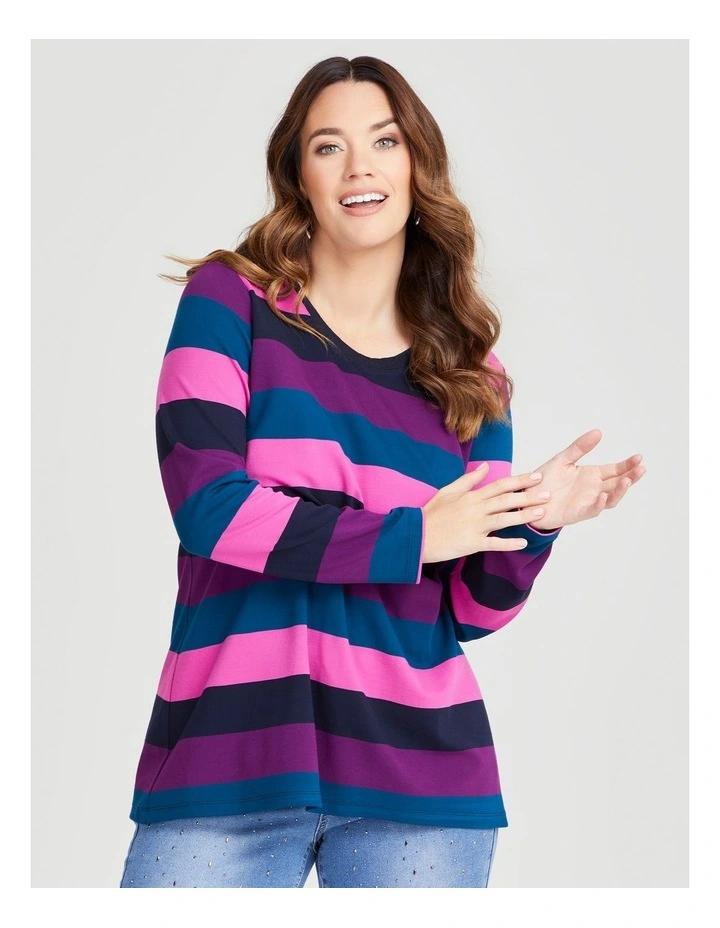 Taking Shape Bamboo Ponte Multi Top in Stripe | MYER