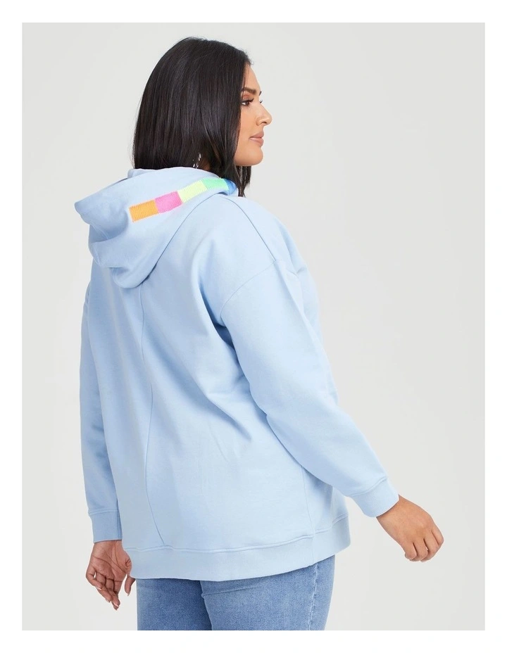 Taking Shape Cotton Happy Hooded Sweatshirt in Powder Blue | MYER