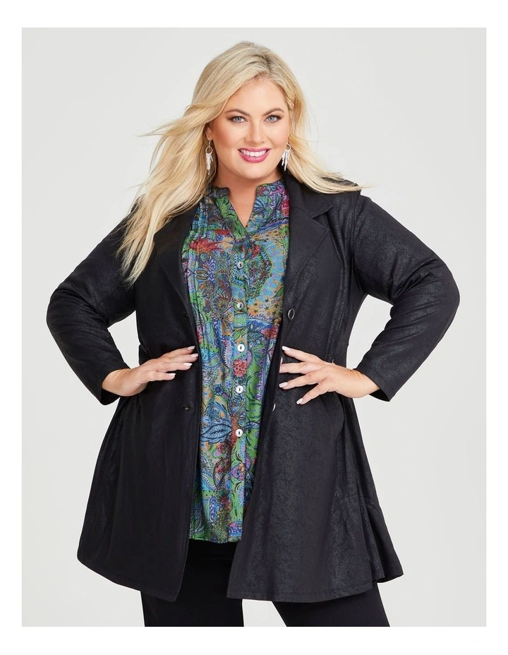 Taking Shape Coated Luna Longline Jacket in Black | MYER