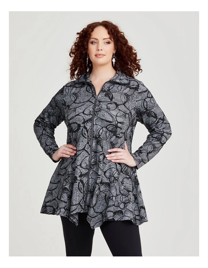 Taking Shape Jacquard Zip Jacket in Black/Grey | MYER