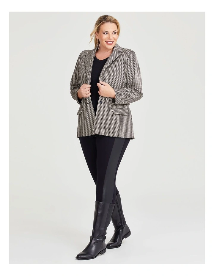Taking Shape Relaxed Houndstooth Blazer in Black/Pebble | MYER
