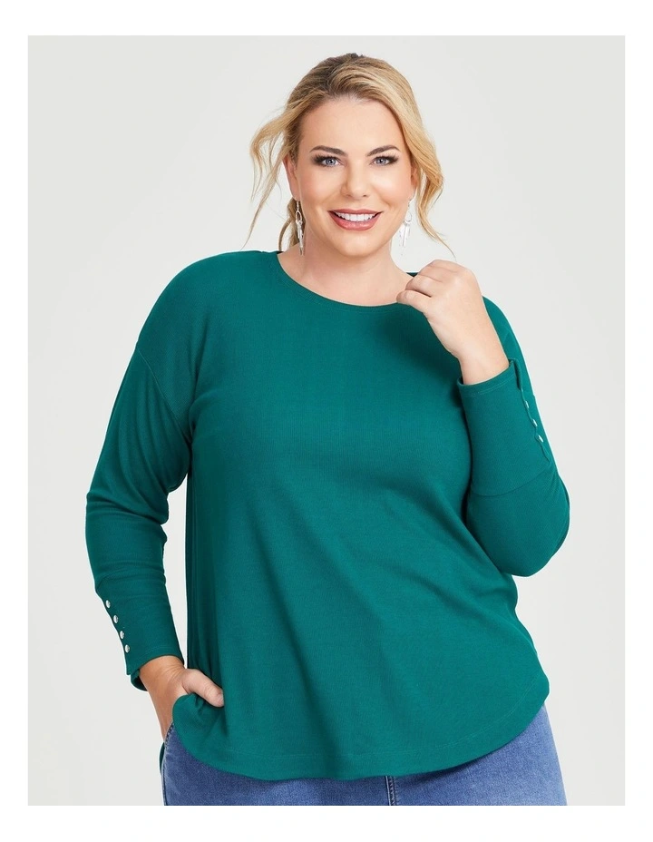 Taking Shape Rib Hi-lo Top in Eden Green | MYER