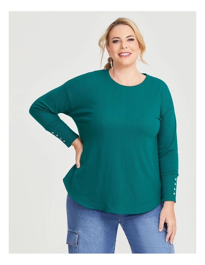 Taking Shape Rib Hi-lo Top in Eden Green | MYER