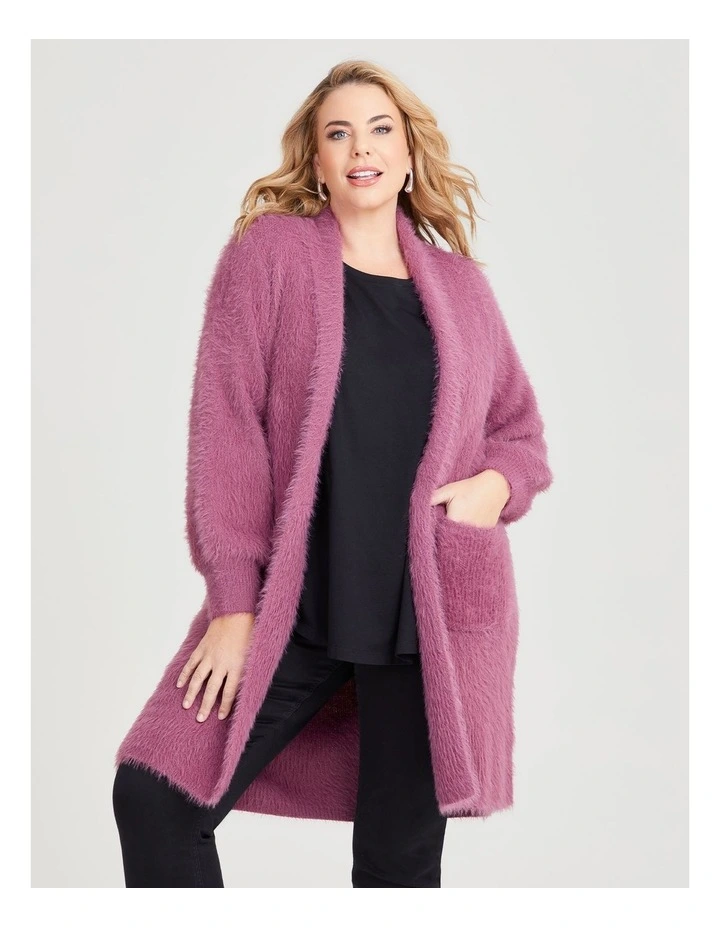 Taking Shape Fluffy Knit Cosy Cardigan in Tea Rose | MYER