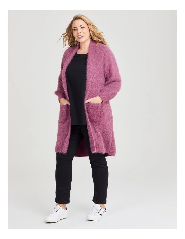 Taking Shape Fluffy Knit Cosy Cardigan in Tea Rose | MYER