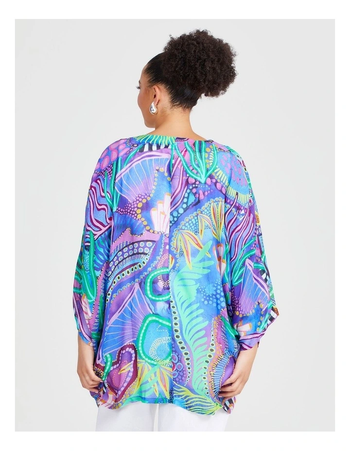 Taking Shape Ocean Print Cape Kimono in Blue | MYER