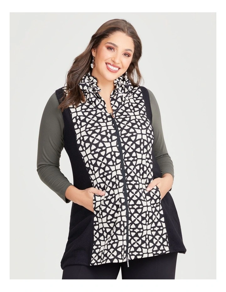 Taking Shape Spliced Snug & Jacquard Vest in Black | MYER
