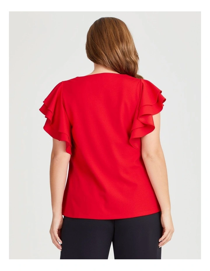 Taking Shape Square Neck Corsage Top in Red | MYER