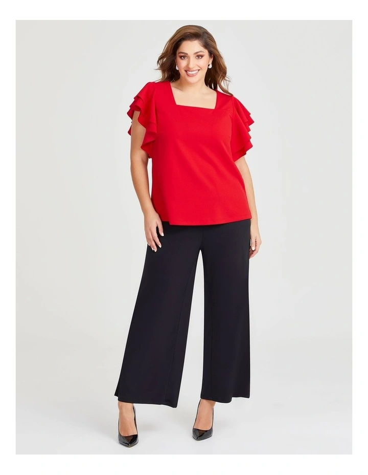 Taking Shape Square Neck Corsage Top in Red | MYER