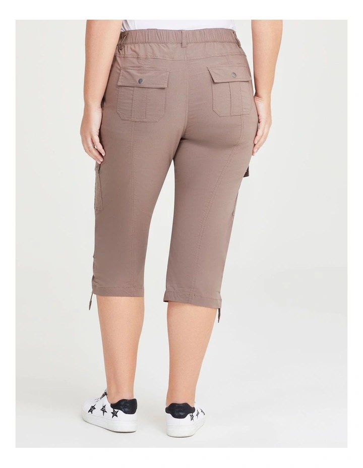 Taking Shape Castaway Cargo Crop Pant in Mocha | MYER