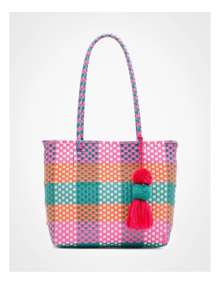 Taking Shape Basket Weave Tote Bag in Multi | MYER