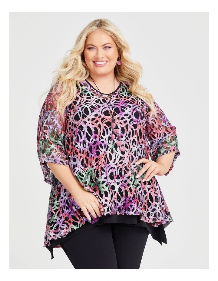 Taking Shape Lulu Sequin Lace Tunic in Print | MYER