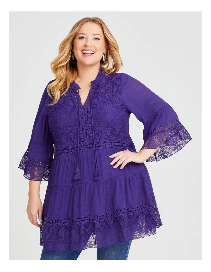 Taking Shape Natural Lace Detail Tunic in Purple Passion | MYER