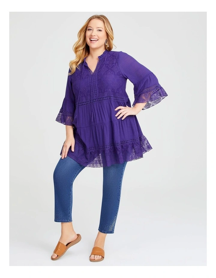 Taking Shape Natural Lace Detail Tunic in Purple Passion | MYER