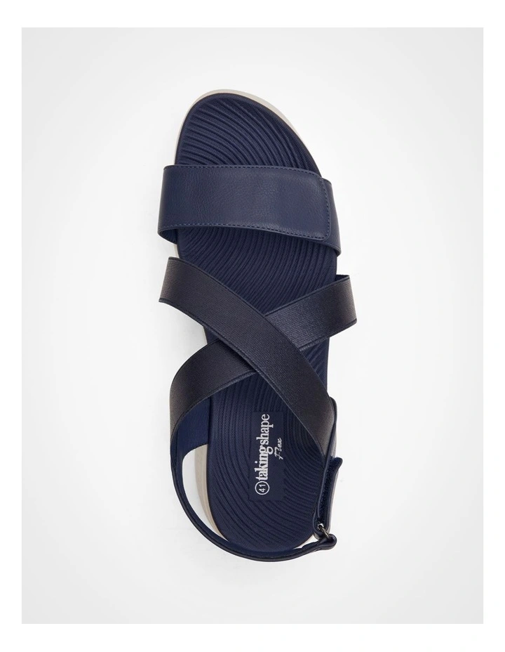Taking Shape Flex Elastic Comfort Sandal in Navy | MYER