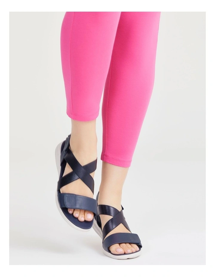 Taking Shape Flex Elastic Comfort Sandal in Navy | MYER
