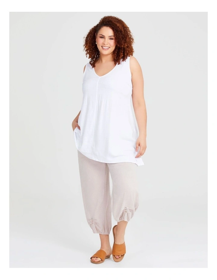 Taking Shape Side Tuck Natural Tank in White | MYER