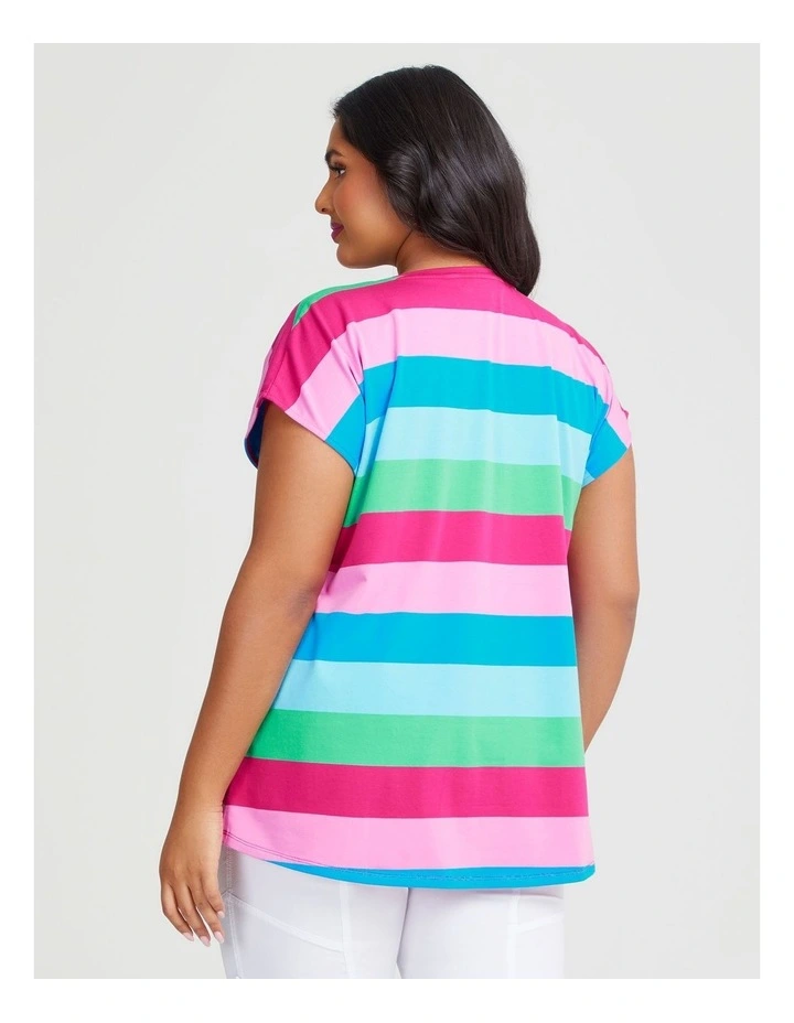 Taking Shape Cotton Stripe Top in Raspberry Multi | MYER