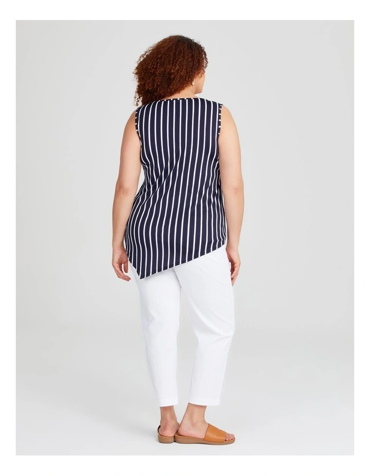 Taking Shape Printed Mix Media Tank in Navy/White | MYER