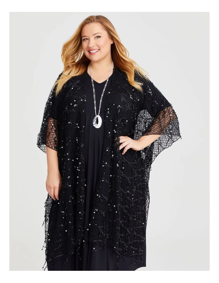 Taking Shape Sequin Cape in Black | MYER