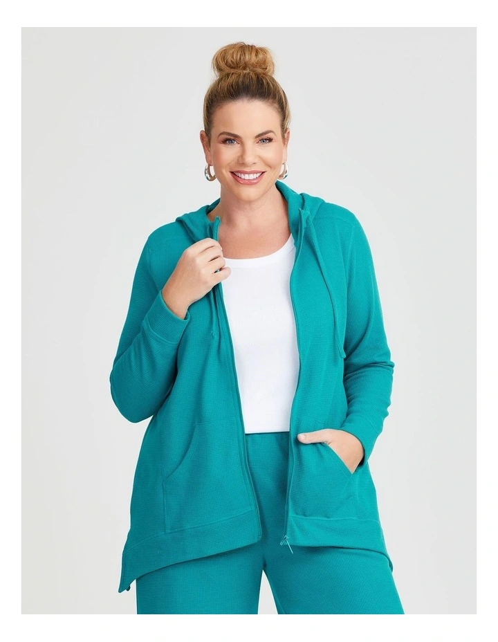 Taking Shape Waffle Hooded Jacket in Aquamarine | MYER