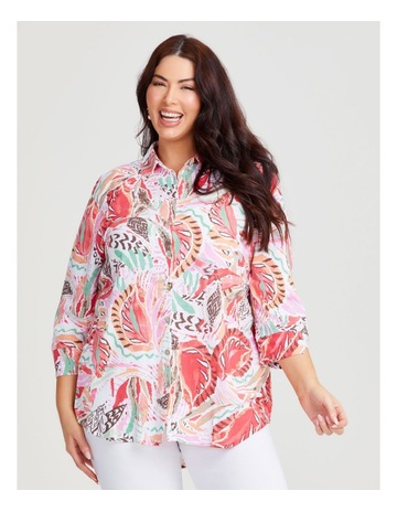 Taking Shape Button Detail Natural Tunic in Print | MYER