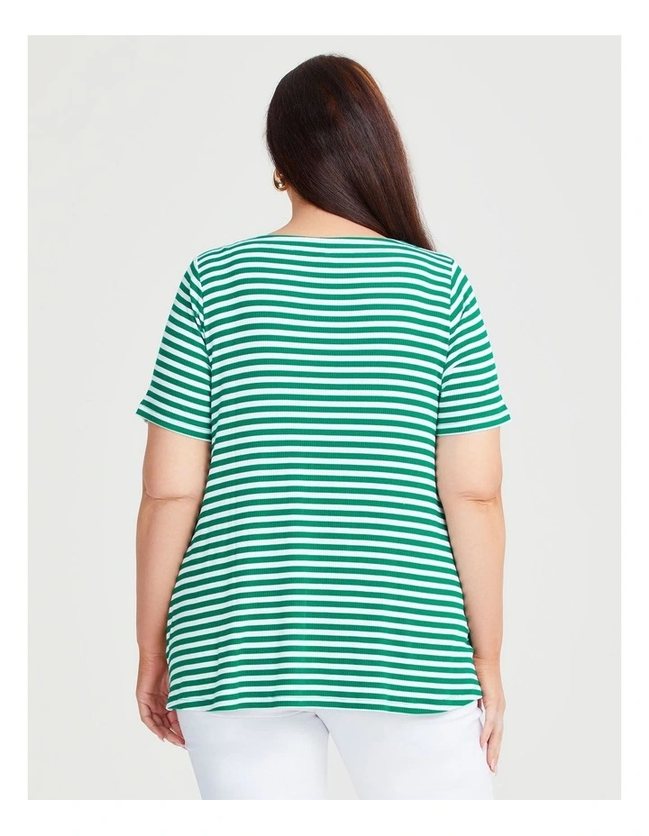 Taking Shape Natural Essential Stripe Rib Top in Amazon/White Stripe | MYER