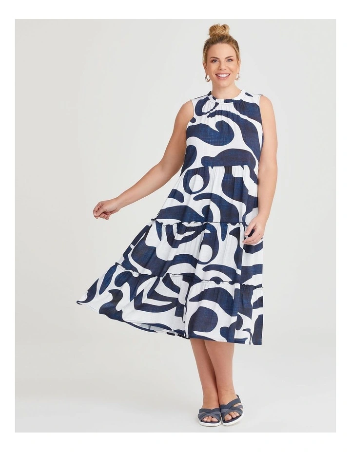 Taking Shape Natural Dress in Indigo Print | MYER