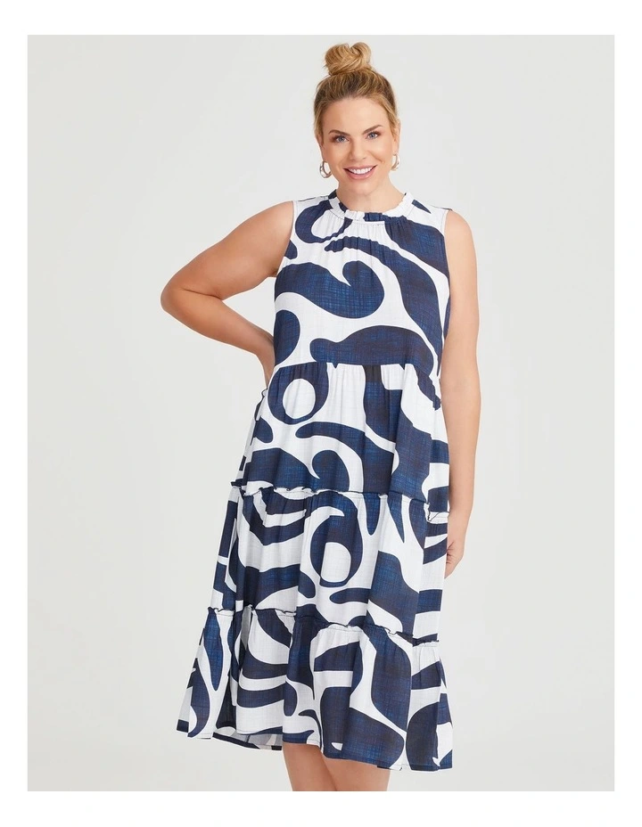 Taking Shape Natural Dress in Indigo Print | MYER