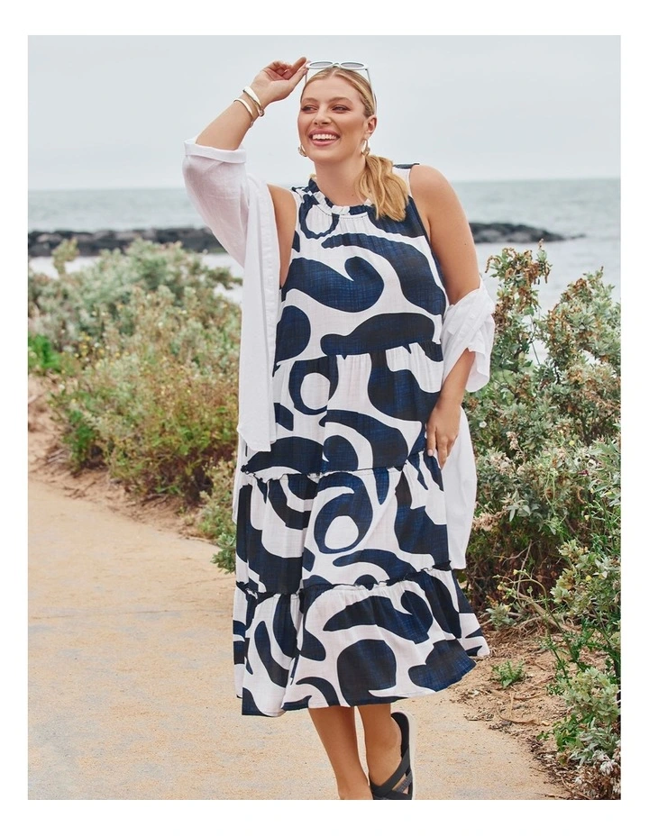 Taking Shape Natural Dress in Indigo Print | MYER