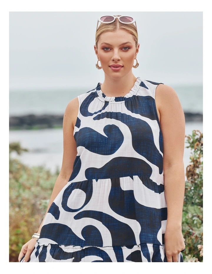 Taking Shape Natural Dress in Indigo Print | MYER