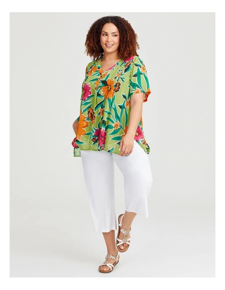 Taking Shape Joy Pintuck Floral Top in Multi | MYER