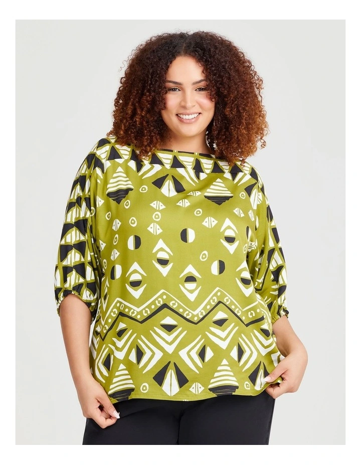 Taking Shape Natural Aztec Top in Print | MYER