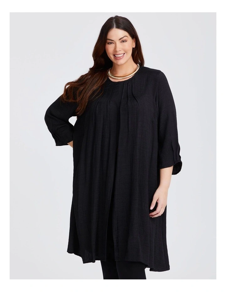Taking Shape Amber Crinkle Split Front Tunic in Black | MYER
