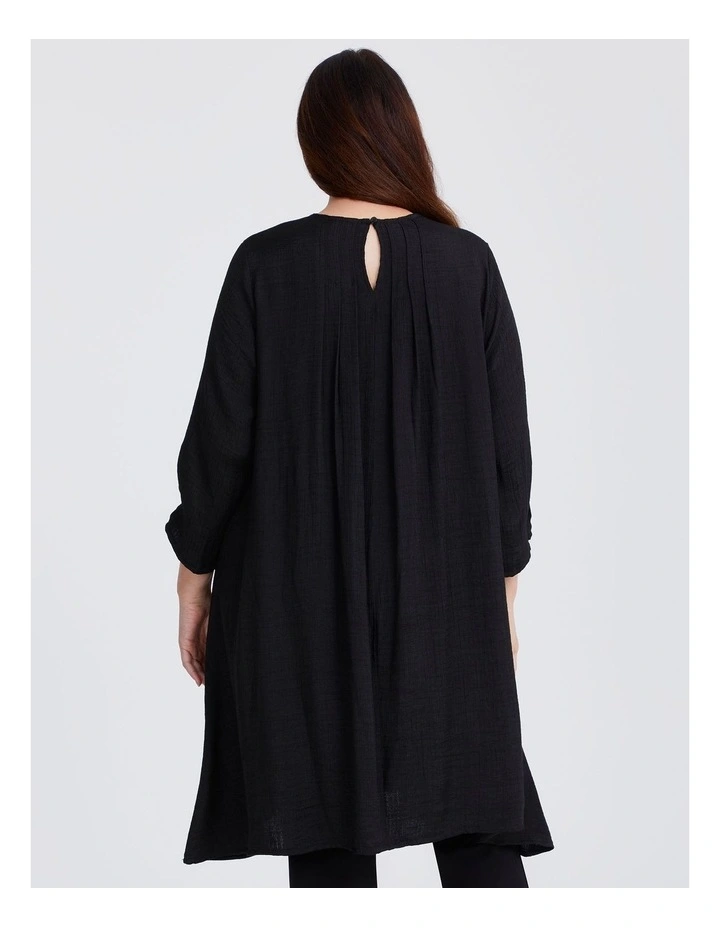 Taking Shape Amber Crinkle Split Front Tunic in Black | MYER