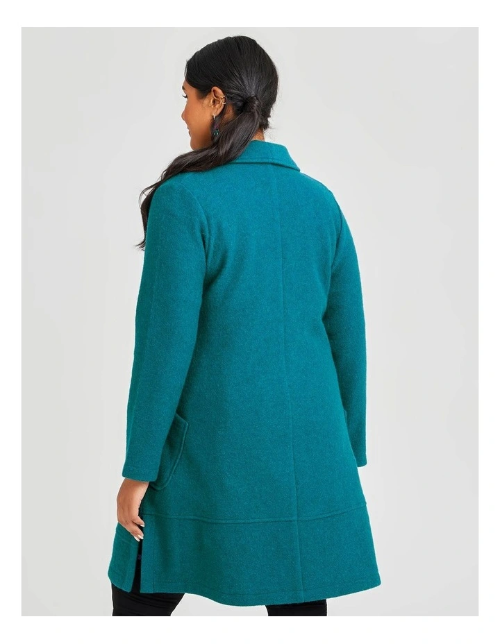 Taking Shape Patch Pocket Boiled Wool Coat in Teal | MYER