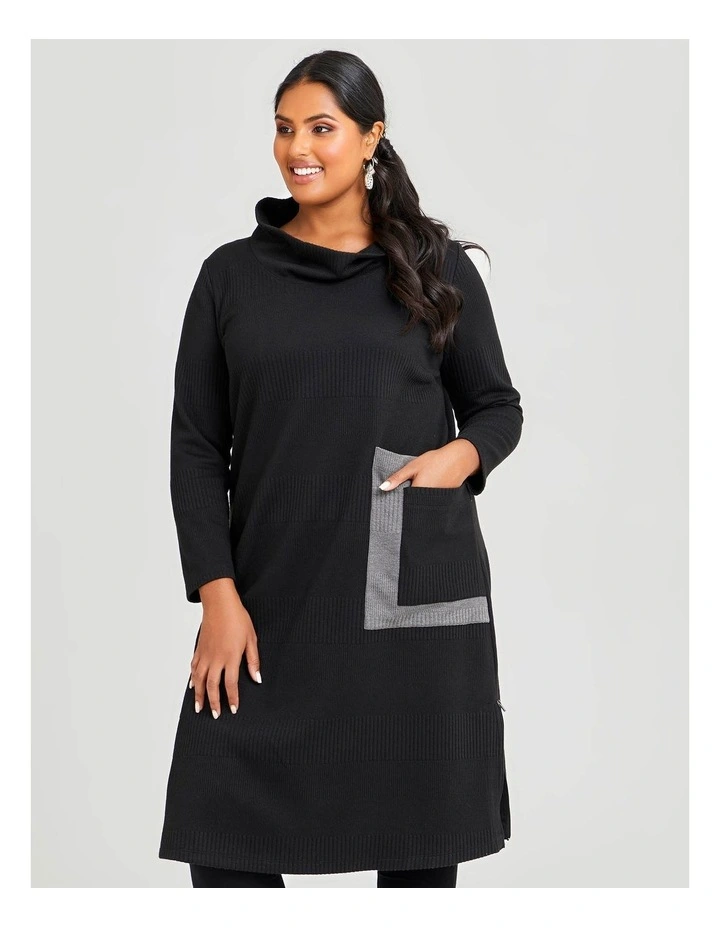 Taking Shape Cowl Rib Ponte Dress in Black | MYER