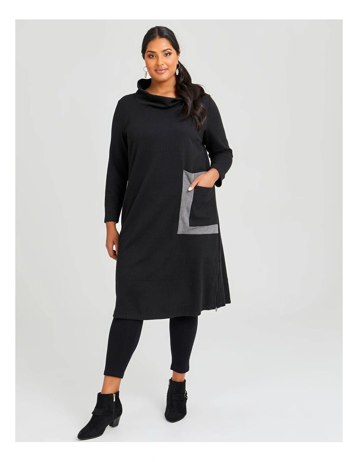 Taking Shape Cowl Rib Ponte Dress in Black | MYER