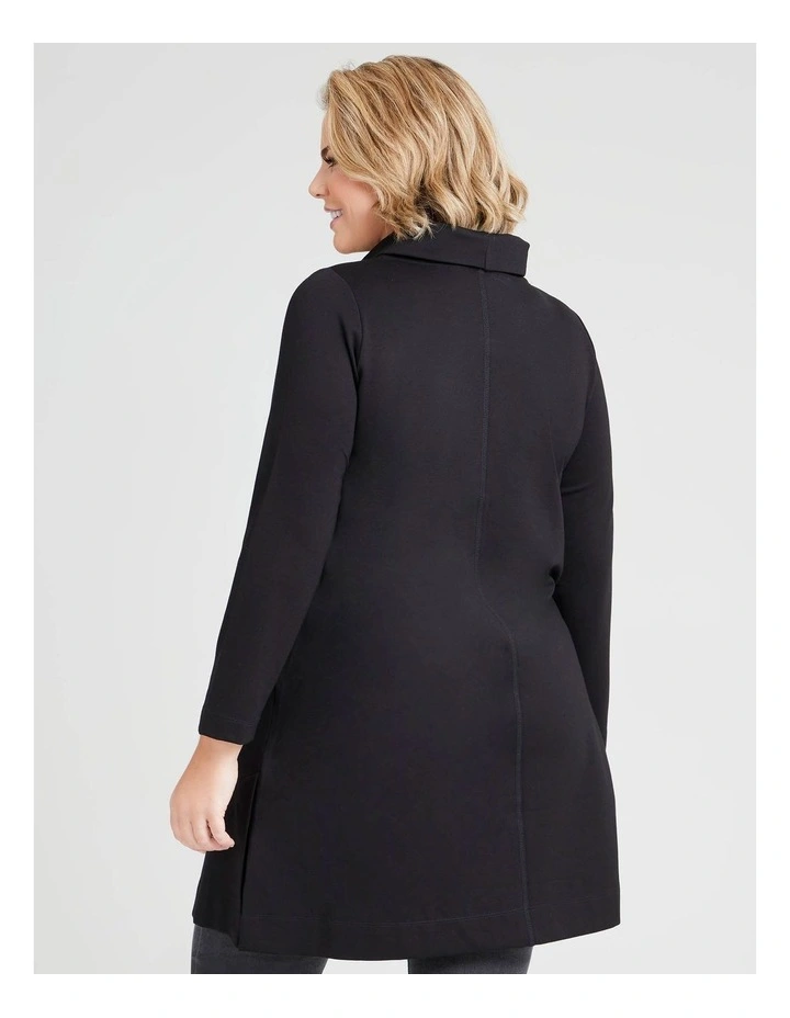 Taking Shape Bamboo Collar Ponte Tunic Black | MYER