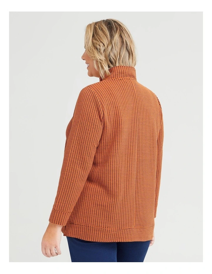 Taking Shape Half Zip Ticking Top in Pumpkin | MYER