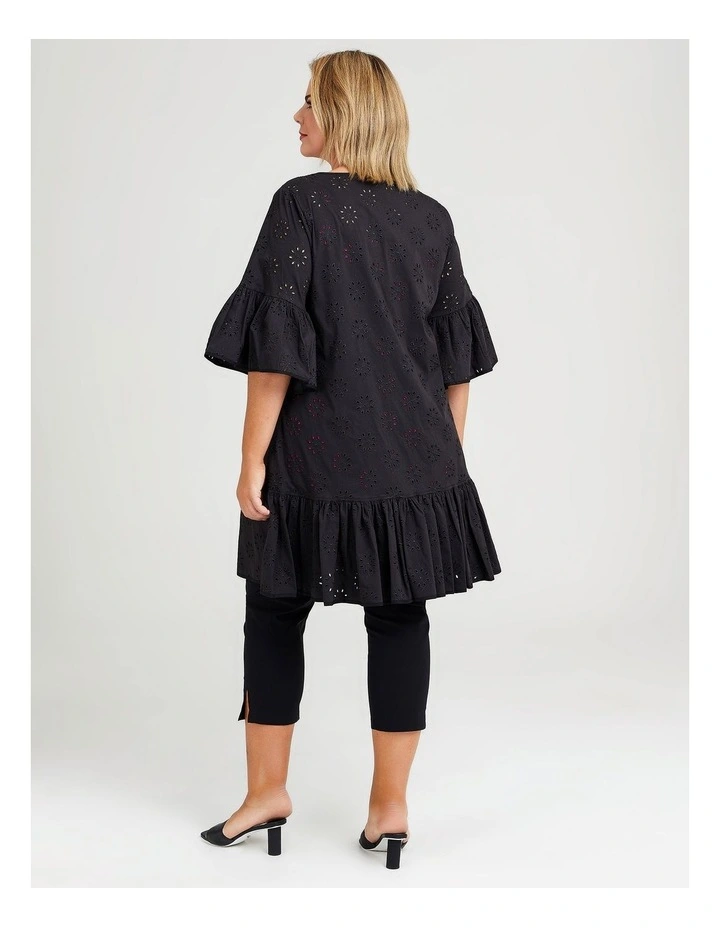 Taking Shape Broderie Ruffle Jacket Black | MYER