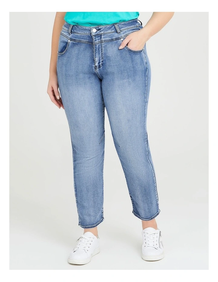 Taking Shape Yoke Detail Straight Leg Jean Eden Blue Denim | MYER