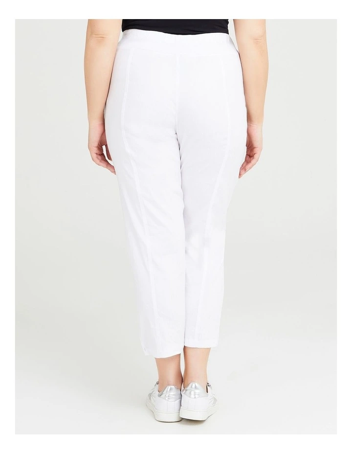 Taking Shape Linen Button Hem Pant White | MYER
