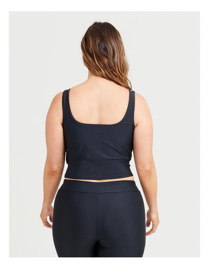 Taking Shape Square Neck Crop Swim Top Black | MYER