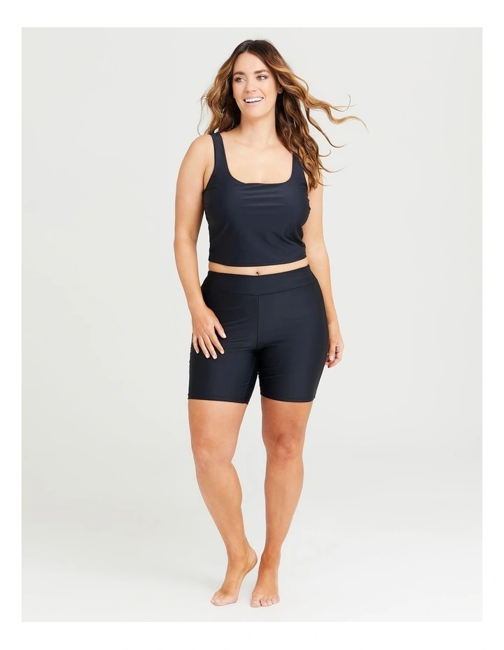 Taking Shape Square Neck Crop Swim Top Black | MYER